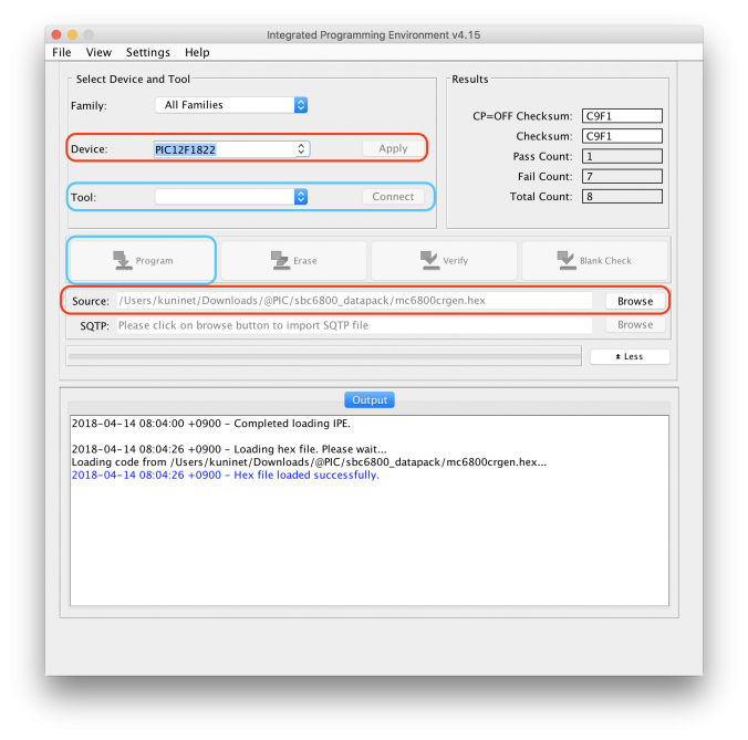 モトローラ6800CPUボード(SBC6800)で電大版TinyBASICを動かす (4)PICの書き込み | KUNINET BLOG