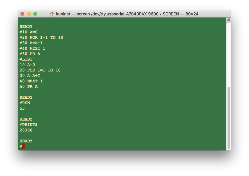 SBC6303で電大版TinyBASICを動かす | KUNINET BLOG